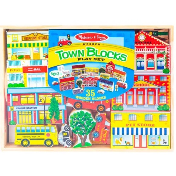 Melissa & Doug | Toys | Melissa Doug City Town Wooden Blocks | Poshmark